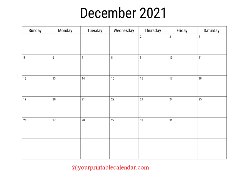 December 2021 Blank Calendar | Your Printable Calendar