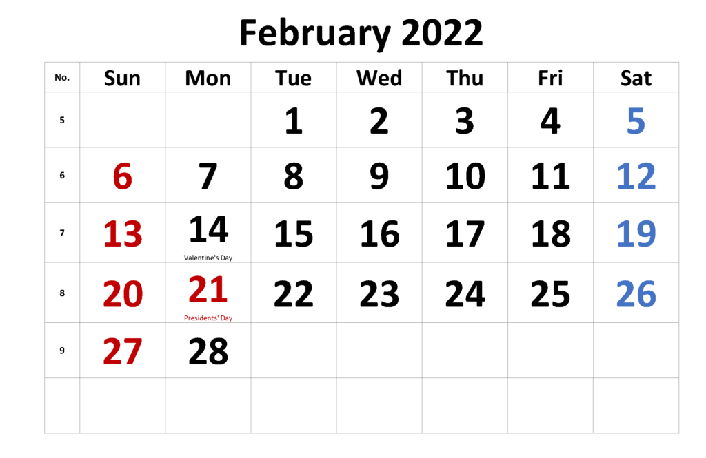 February 2022 Calendar With Holidays | Your Printable Calendar