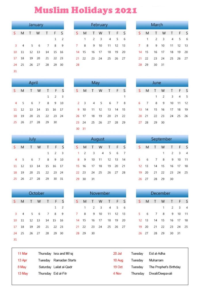 Printable Islamic 2022 Calendar In PDF | Hijri Calendar 1443