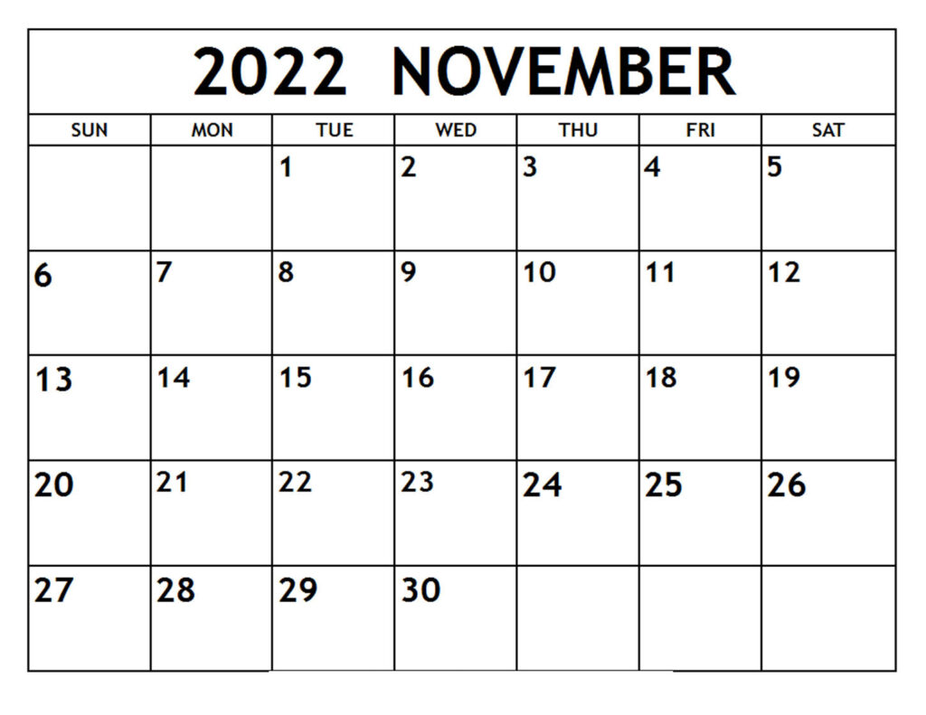 Free November 2022 Blank Calendar Printable [PDF]