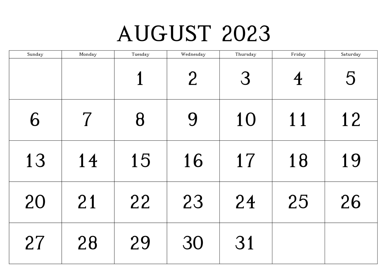 Printable Free August 2023 Calendar With Holidays [PDF]