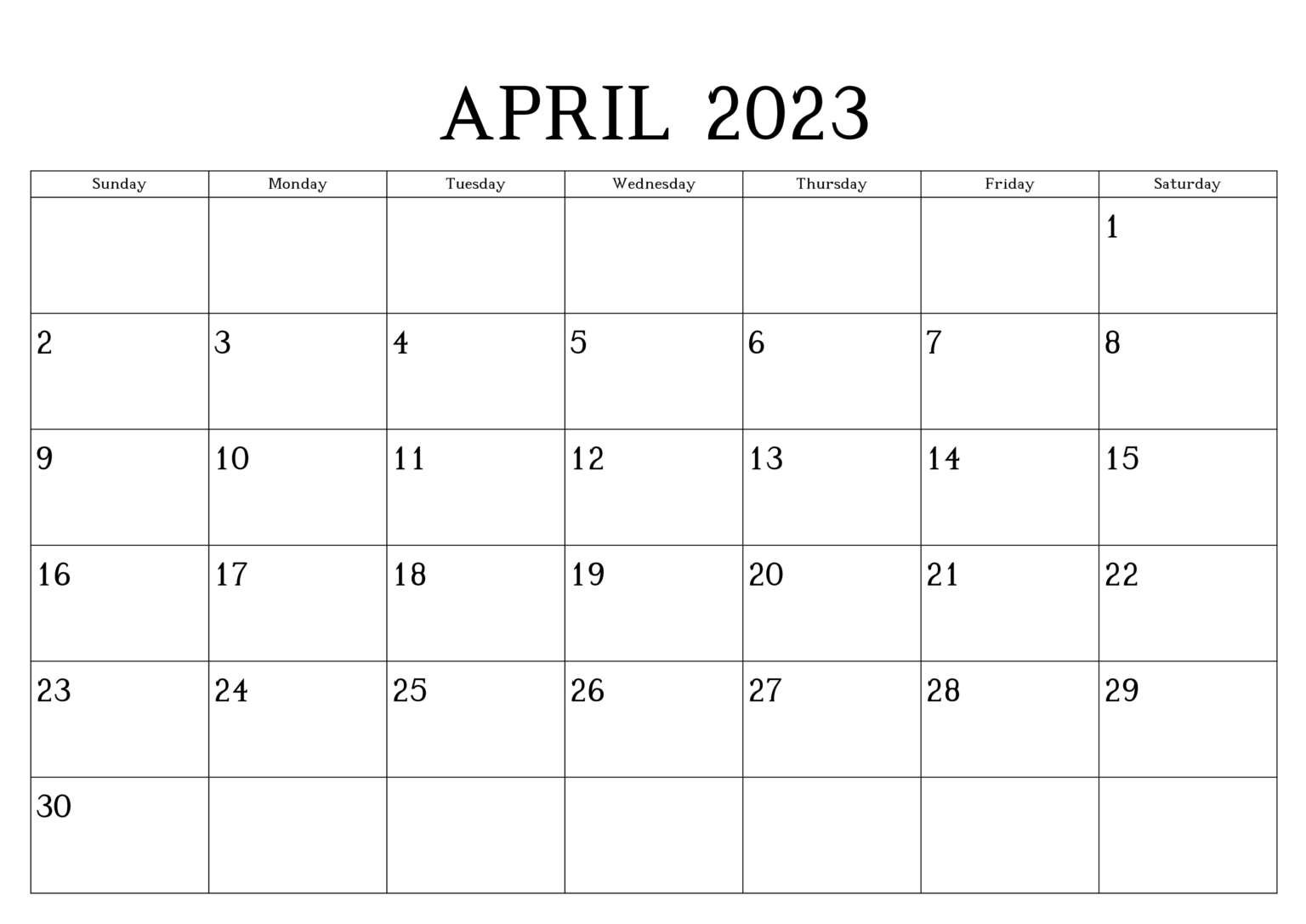 Free Blank Printable April 2023 Calendar With Holidays [PDF]