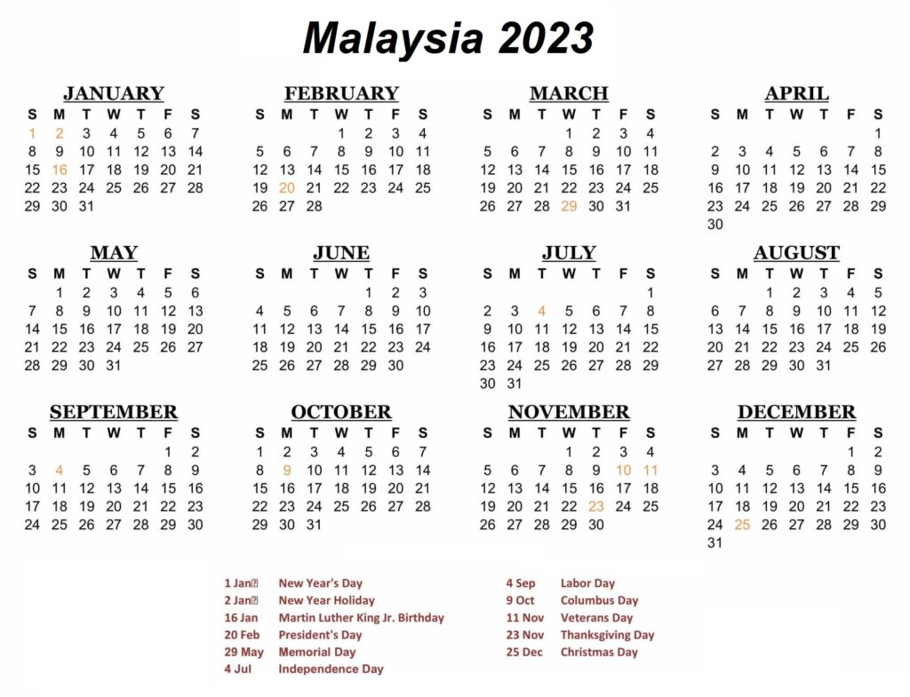 Free Printable Malaysia 2023 Calendar With Holidays PDF Free Printable Malaysia 2023 Calendar With Holidays PDF