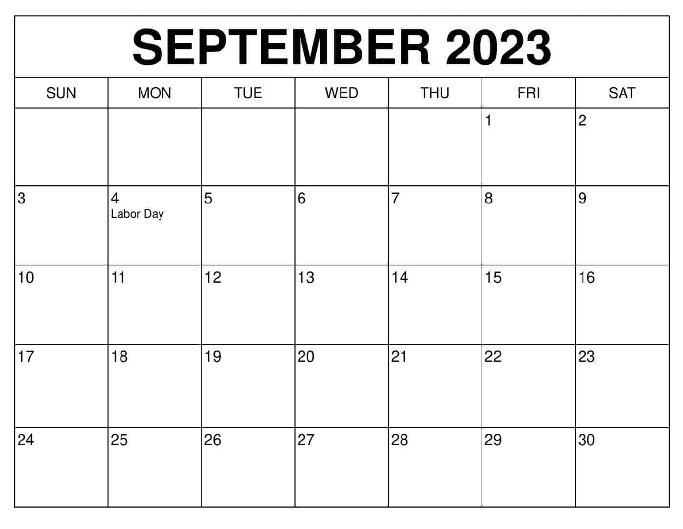 Free** Printable September 2023 Calendar With Holidays [PDF]
