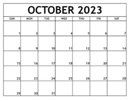 Blank Printable Free October 2023 Calendar With Holidays [PDF]