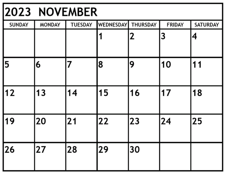 Free November 2023 Blank Calendar Printable [PDF]