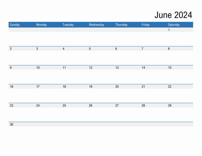 Free Printable June 2024 Calendar With Holidays [PDF]