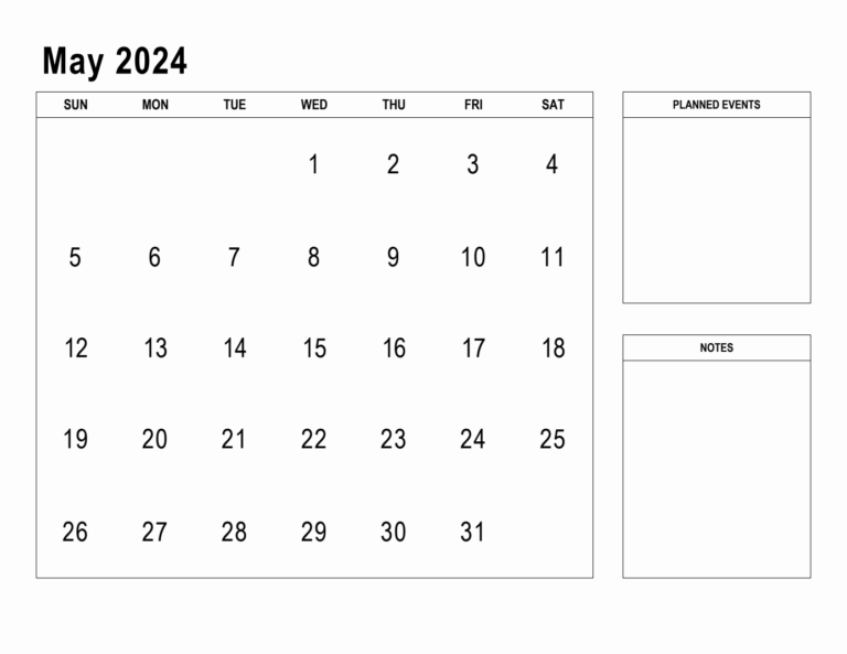 Free Printable May 2024 Calendar With Holidays [PDF]