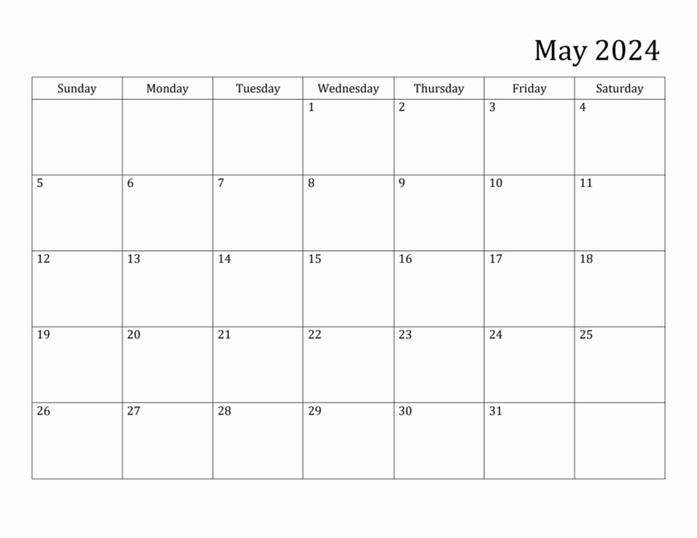 Free Printable May 2024 Calendar With Holidays [PDF]