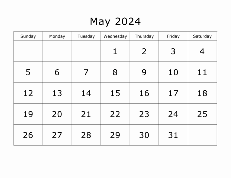 Free Printable May 2024 Calendar With Holidays [PDF]