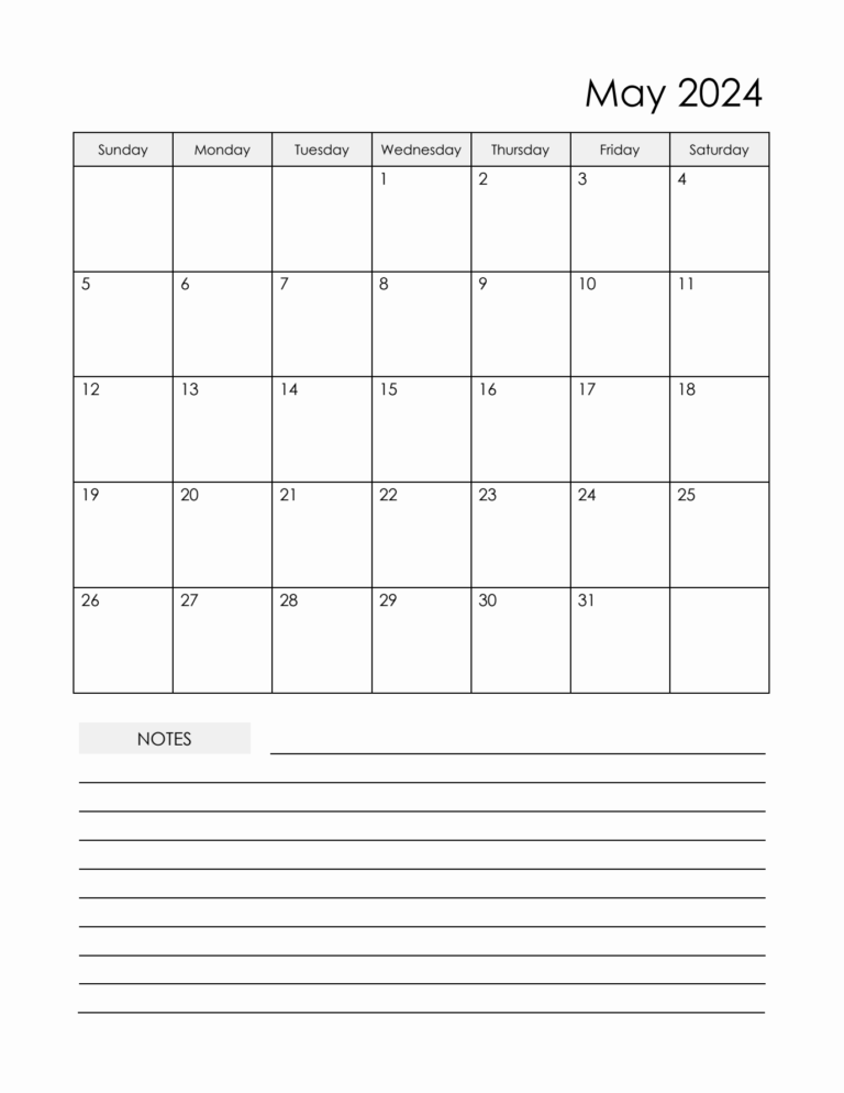 Free Printable May 2024 Calendar With Holidays [PDF]